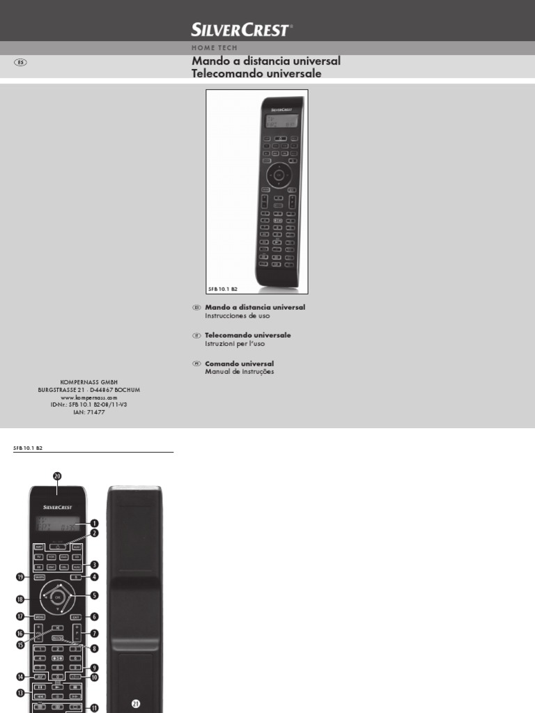 Mando Silvercrest SFB 10.1 PDF | PDF | Control remoto | Televisión