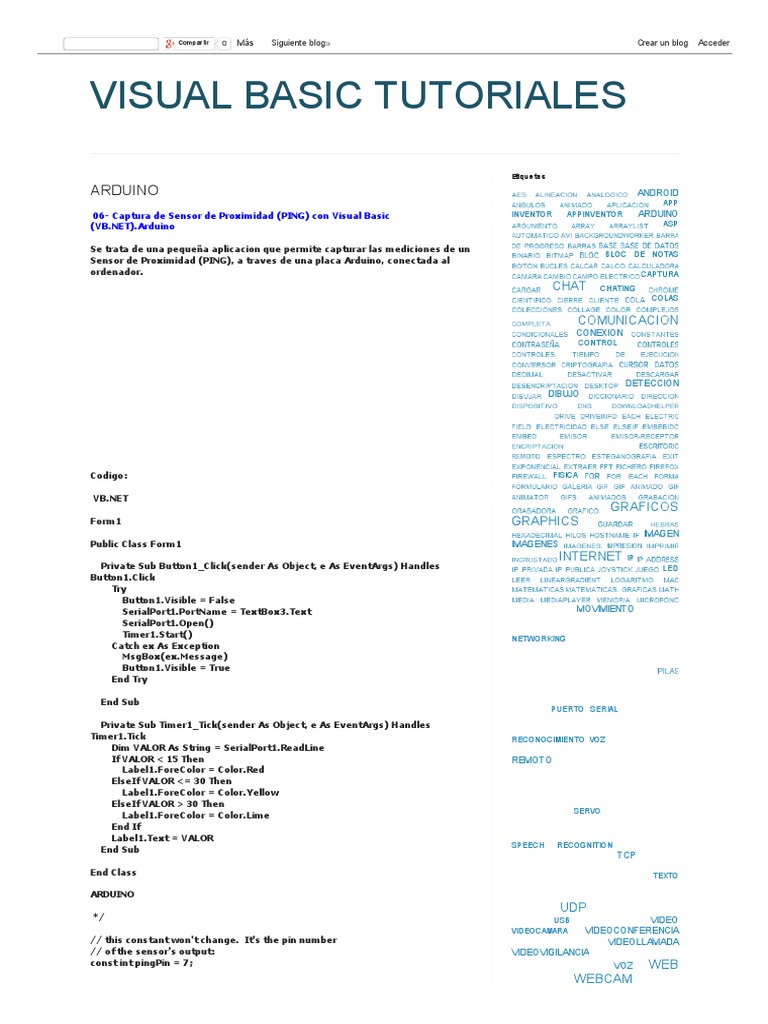 Visual Basic Tutoriales: Arduino | PDF | Visual Basic .Net | Microsoft Visual Studio