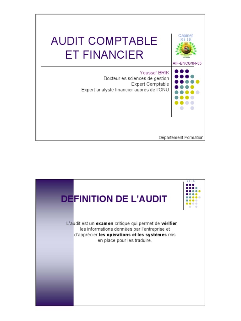Audit Comptable Et Financier Encg | Télécharger gratuitement PDF | Audit financier | Audit