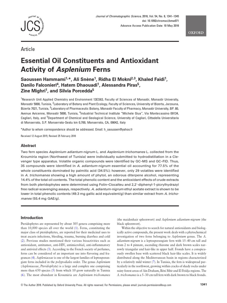 Essential Oil | PDF | Gas Chromatography | Mass Spectrometry