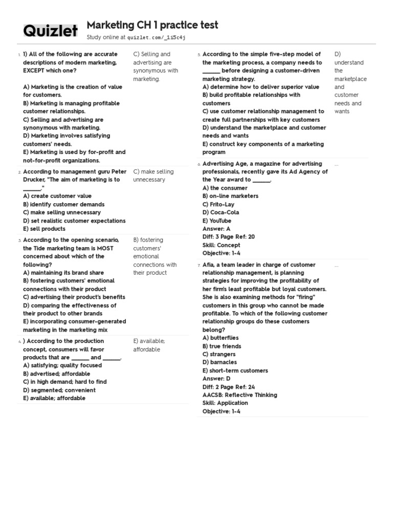 Quiz Let | PDF | Sales | Marketing