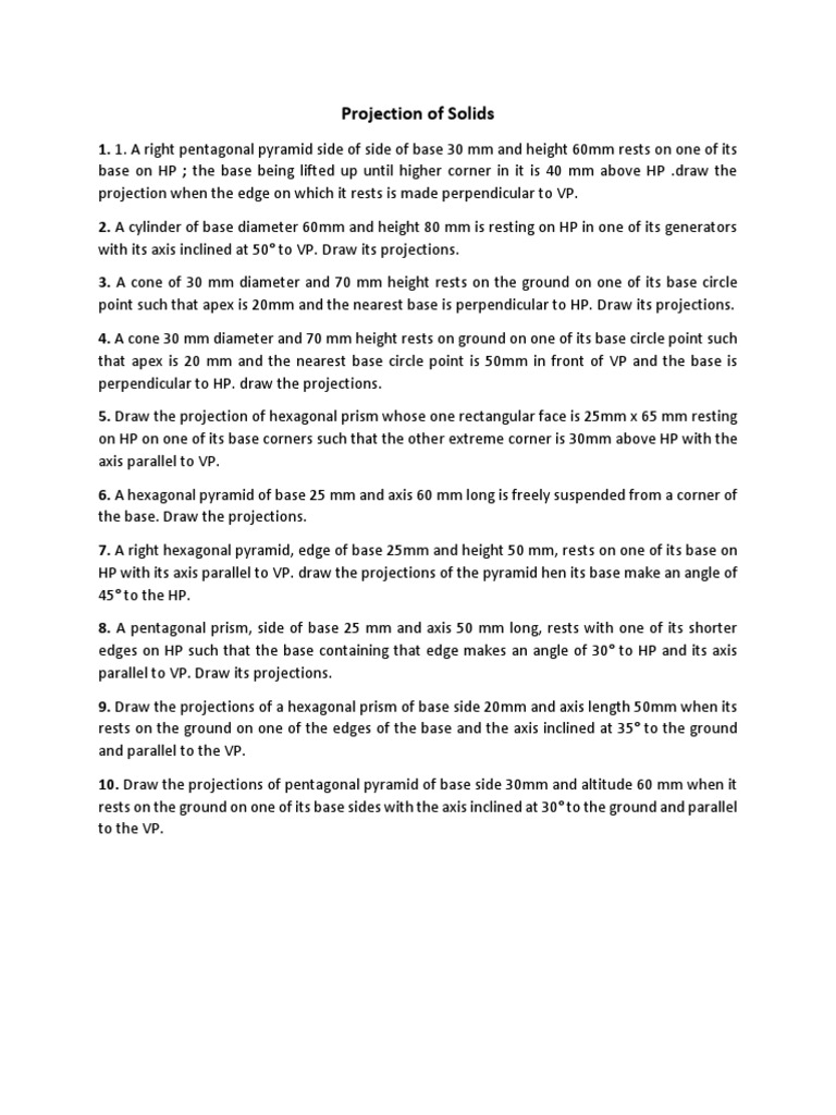 Projection of Solids | PDF
