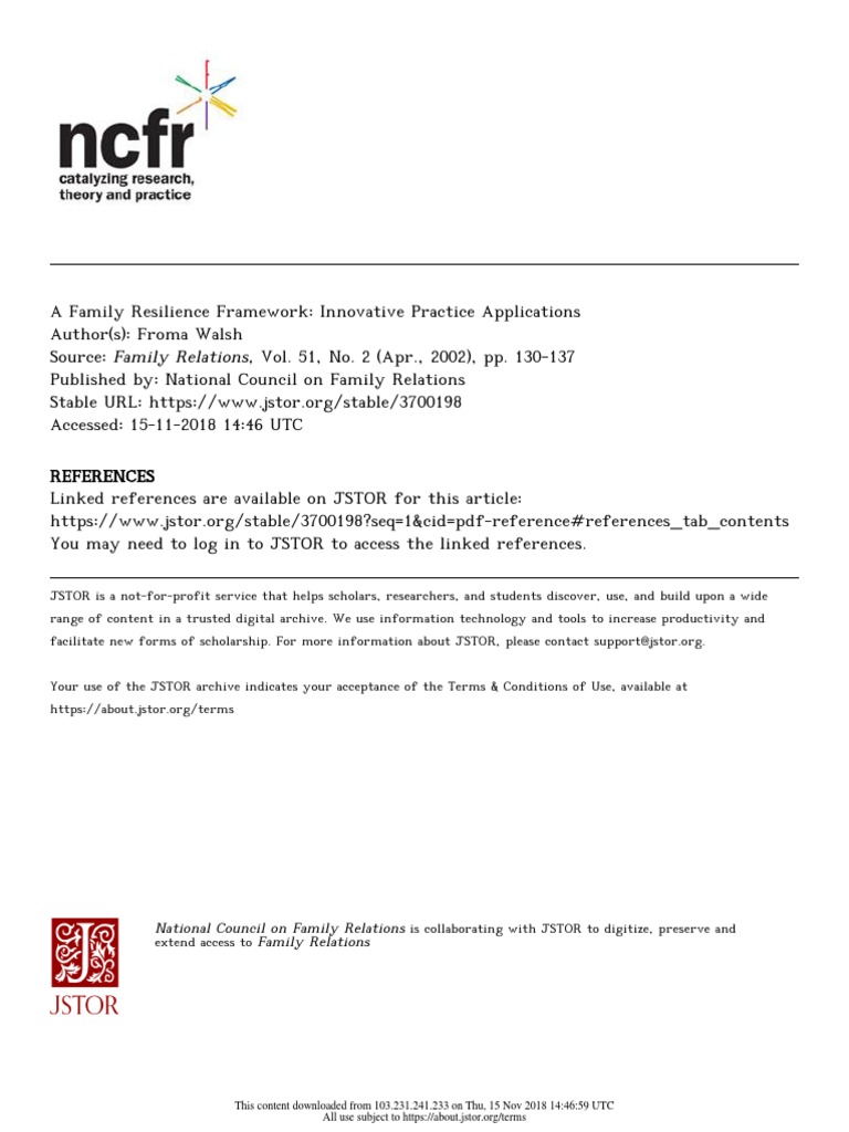 A Family Resilience Framework | PDF | Psychological Resilience | Grief