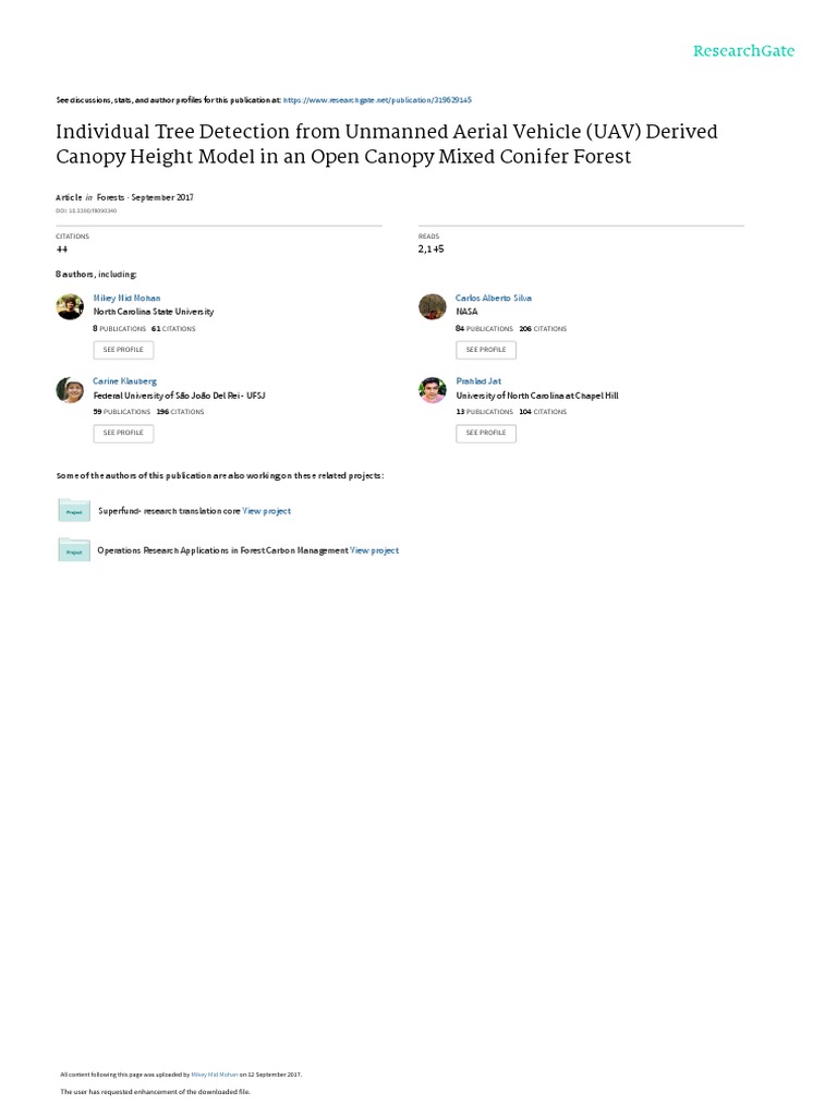 Individual Tree Detection From Unmanned Aerial Vehicle (UAV) Derived ...
