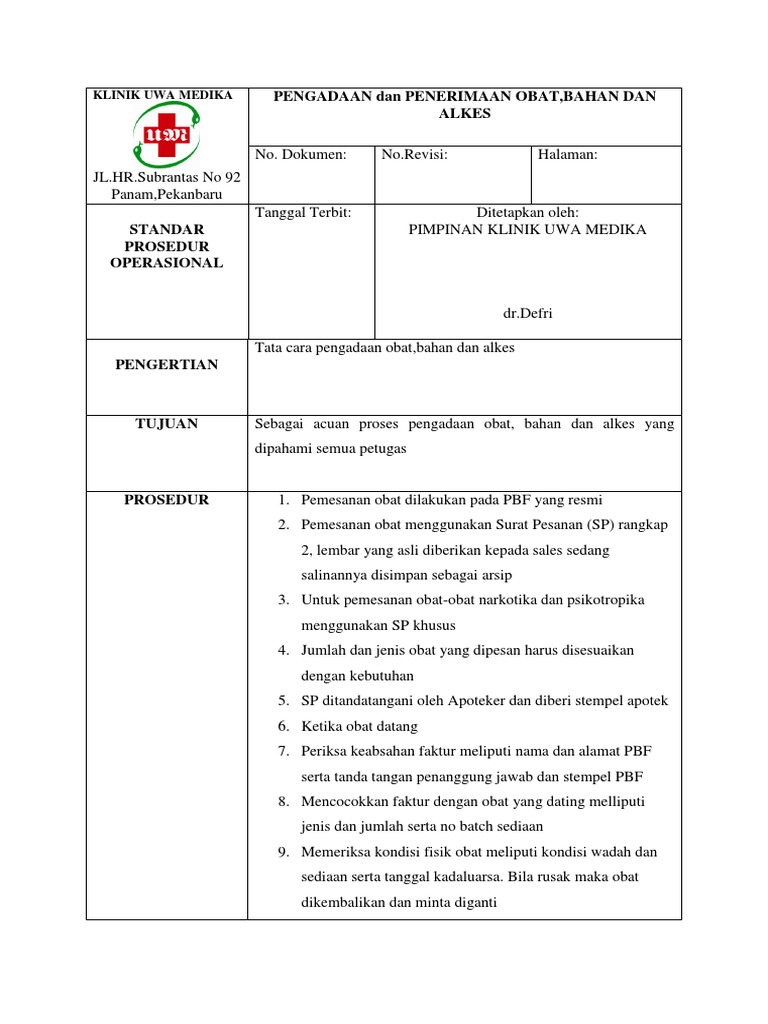 SOP Pengadaan Obat Dan Alkes | PDF | Kesehatan Holistik