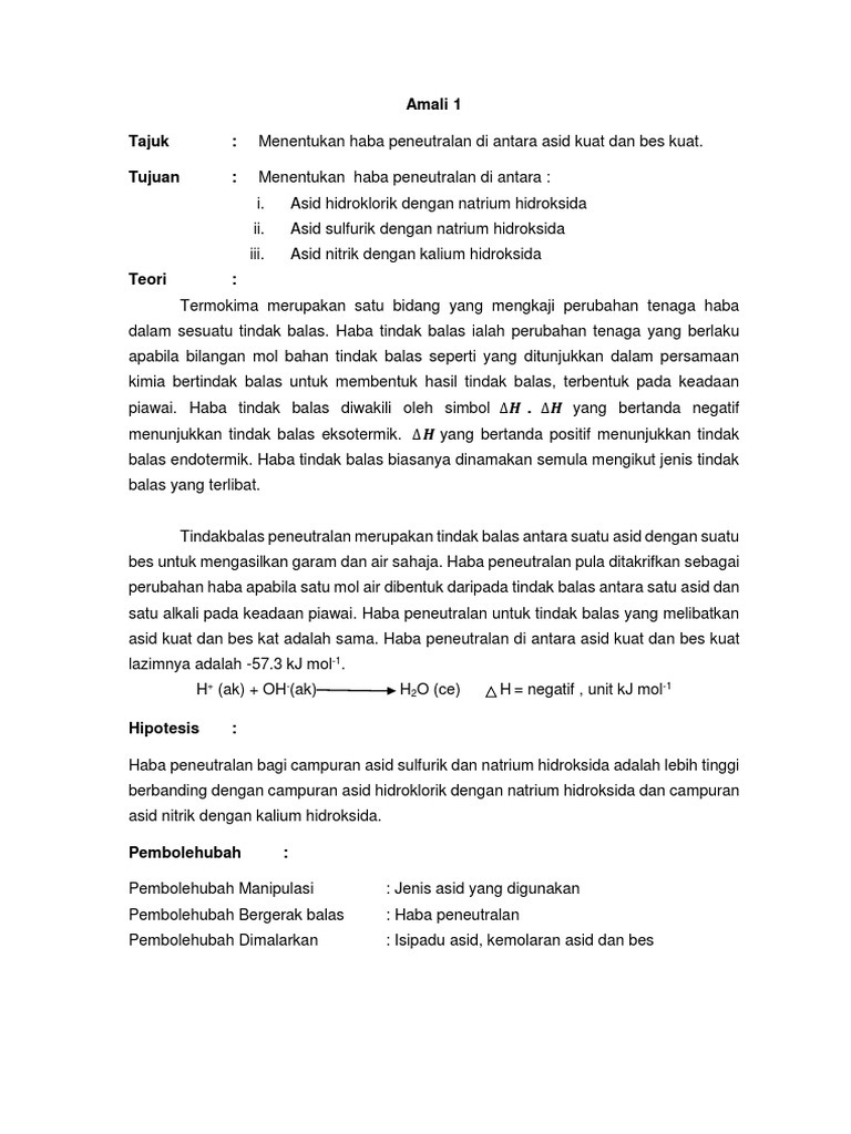 Amali 1 Haba Peneutralan | PDF