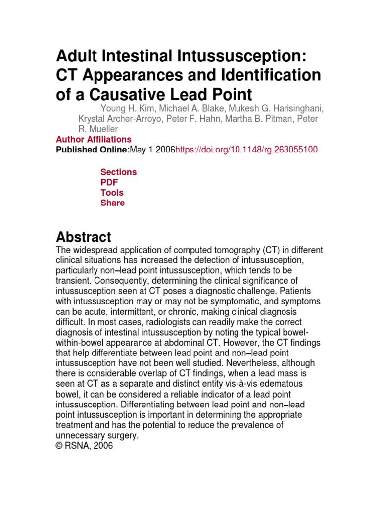 Adult Intestinal Intussusception | PDF | Large Intestine | Ct Scan