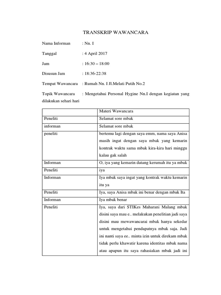 Transkrip Wawancara | PDF