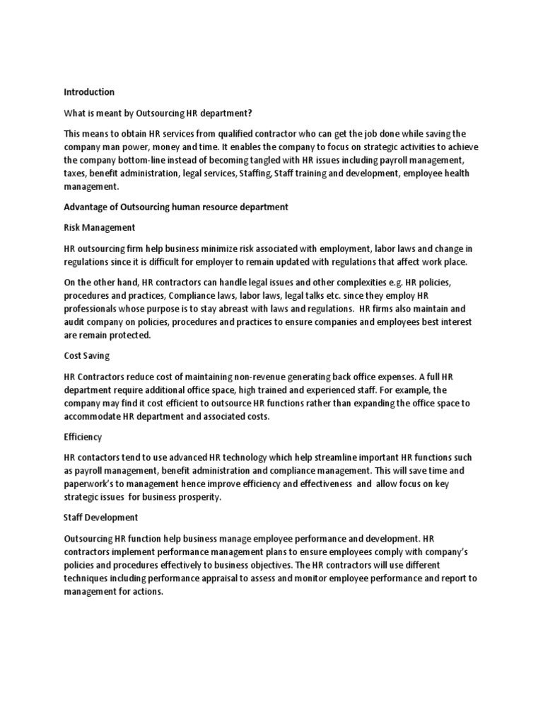 HR Assignment | Download Free PDF | Outsourcing | Payroll