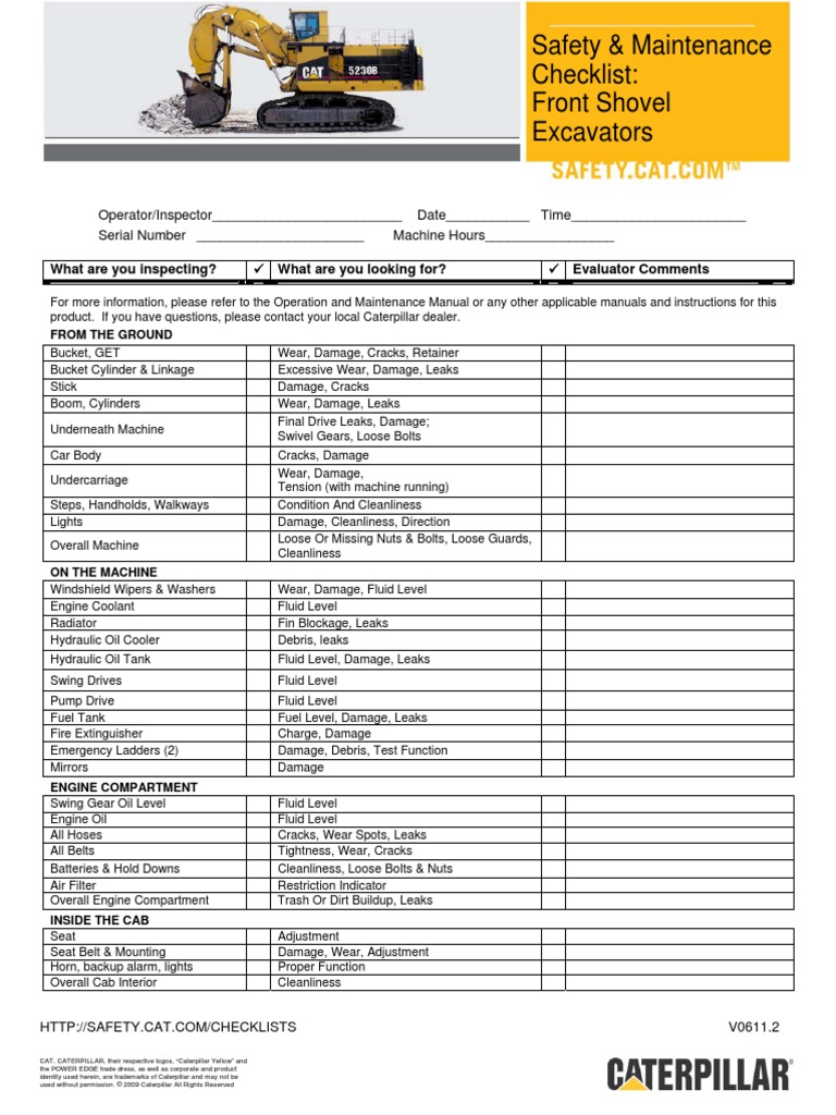 Safety & Maintenance Checklist - D7E Track-Type Tractors V0611.2 | PDF ...