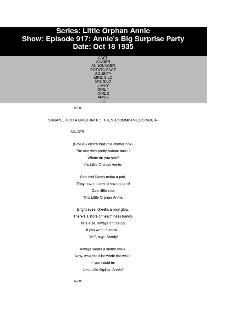 De - Lera - Maria - Victoria - Little Orphan Annie Script | PDF | Nature