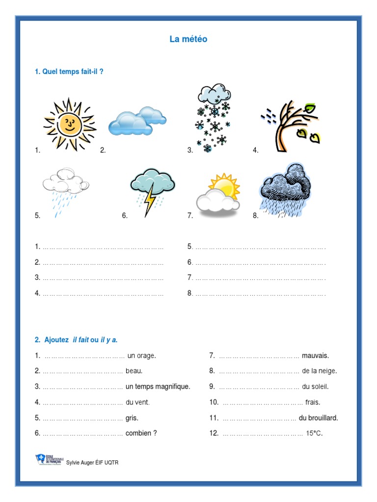 Fiche de Vocabulaire Météo | PDF | Foudre | Tempêtes