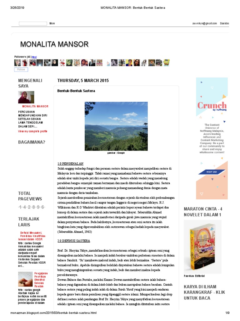 Monalita Mansor - Bentuk-Bentuk Sastera | PDF