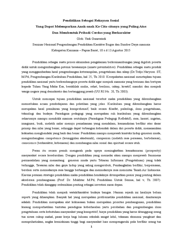 Pendidikan Sebagai Rekayasa Sosial | PDF