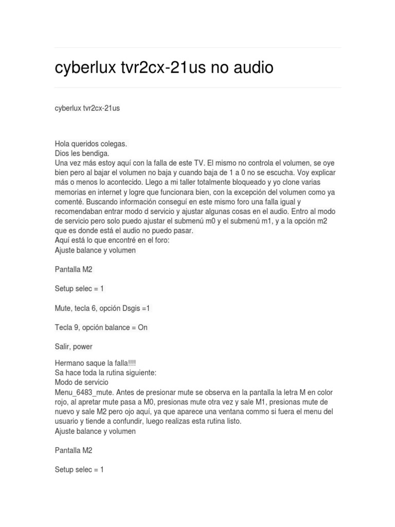 Solución a falla de audio en Cyberlux TV | PDF | Informática