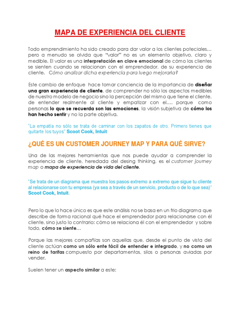 Mapa de Experiencia Del Cliente | PDF | Experiencia | Cliente