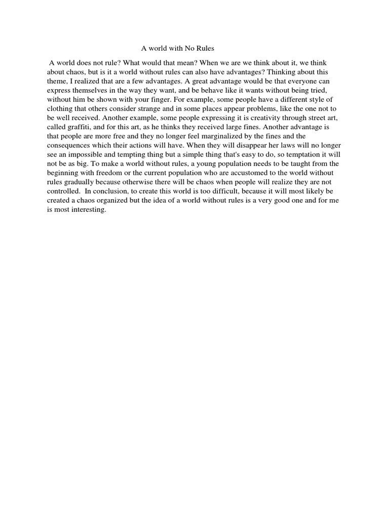 A World With No Rules | PDF