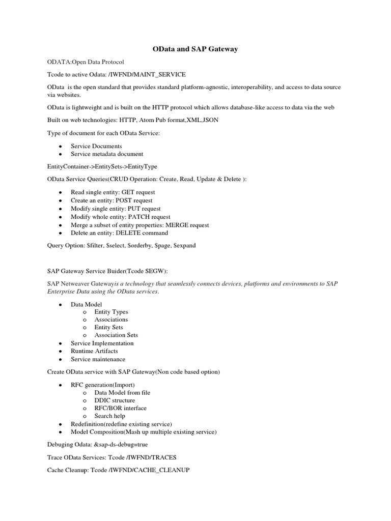 OData and SAP Gateway | PDF | Computers