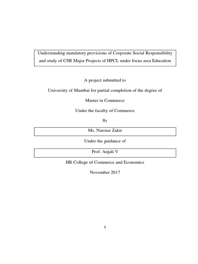 Mcom Final v2 | PDF | Corporate Social Responsibility | Business