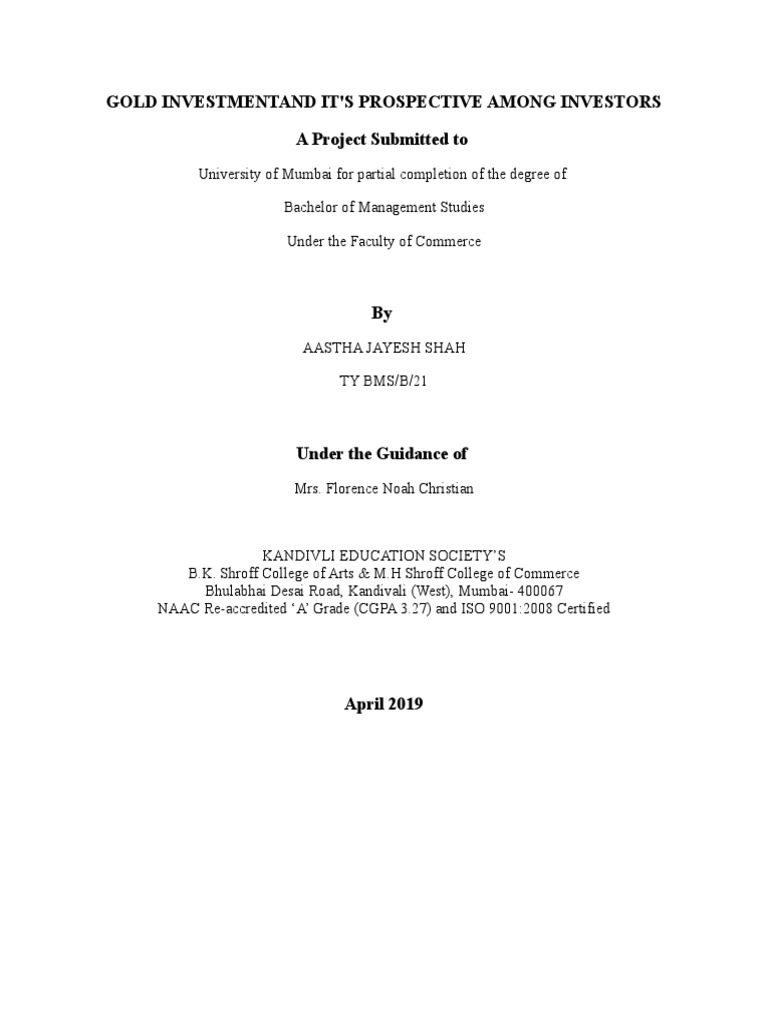 Gold Investment | PDF | Gold As An Investment | Exchange Traded Fund