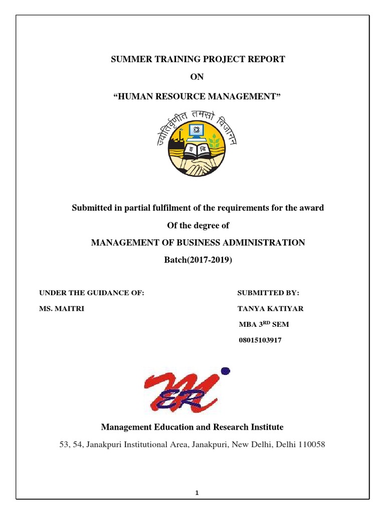 Summer Training Project Report ON "Human Resource Management" | PDF ...