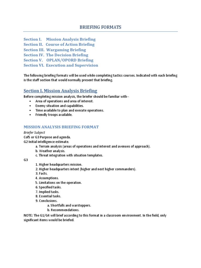 Briefing Formats | PDF | Decision Making | Military