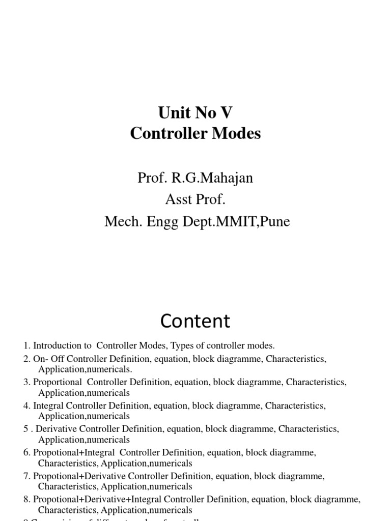 Modes of Controllers: A Comprehensive Guide to Proportional, Integral ...