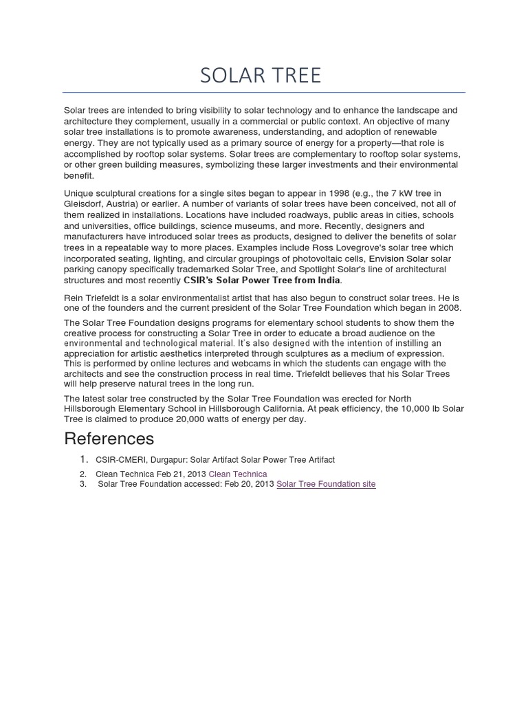 Solar Tree | PDF | Alternative Energy | Sustainable Building