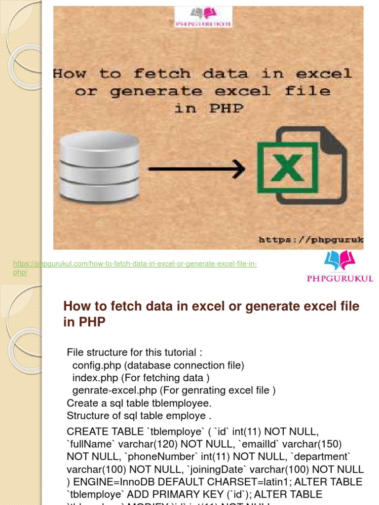 How To Fetch Data In Excel Or Generate Excel File In Php Pdf Data Management Software 3225