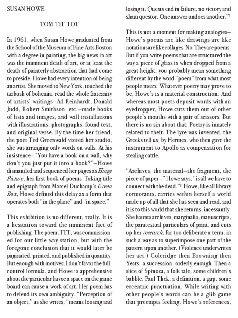 Fragments and Collages: An Examination of Susan Howe's Poetic Process ...