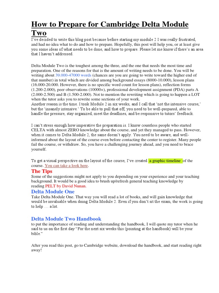 How To Prepare For Cambridge Delta Module Two ELTCloud | Download Free ...