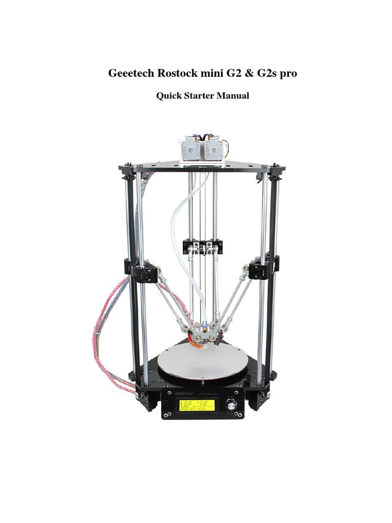 Geeetech Rostock Mini G2 & G2s Pro Quick Starter Manual PDF | Download ...