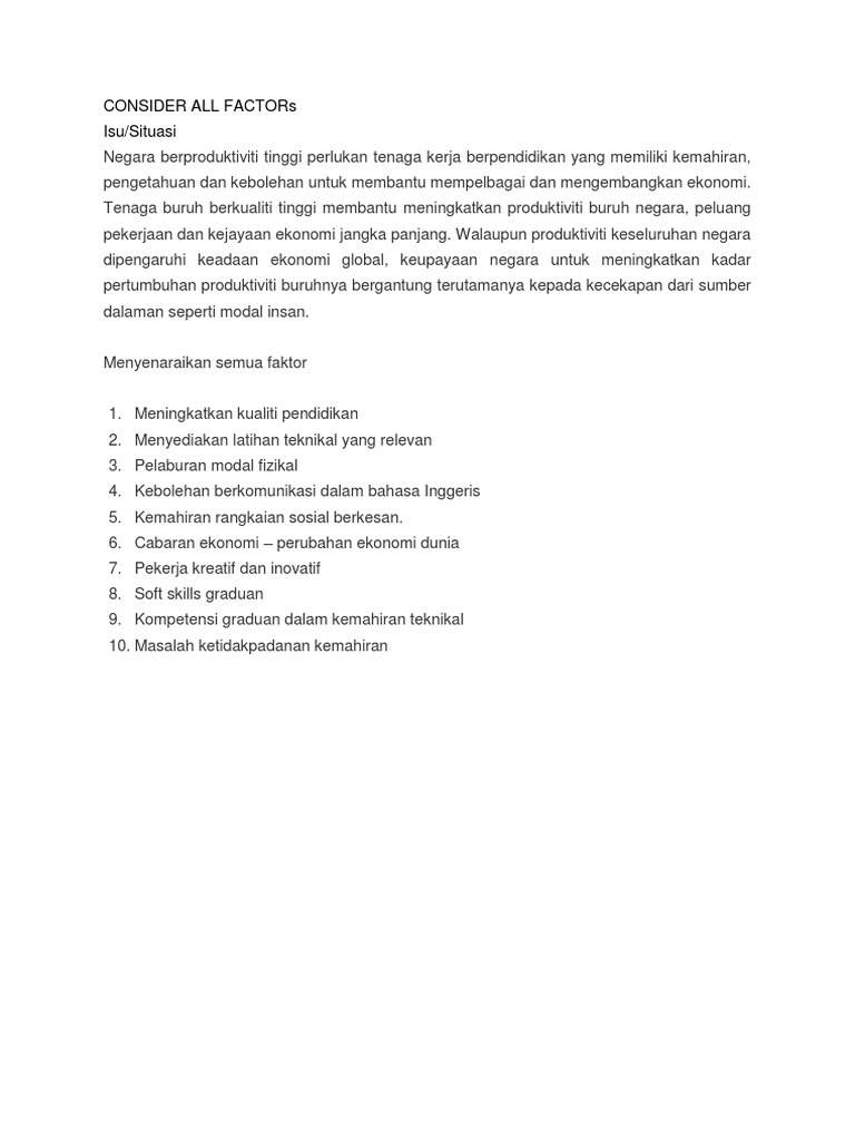 Consider All Factor | PDF