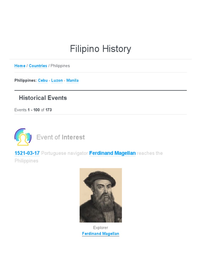 Philippine Historical Events | PDF | Philippines