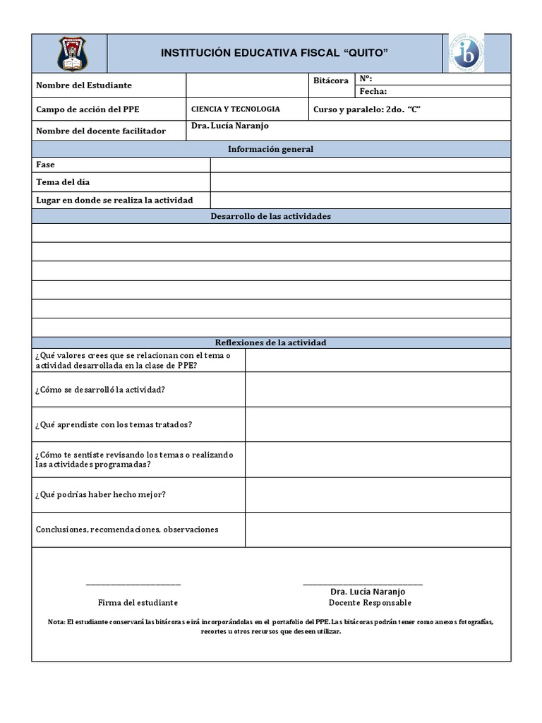 Formato de Bitacora | PDF