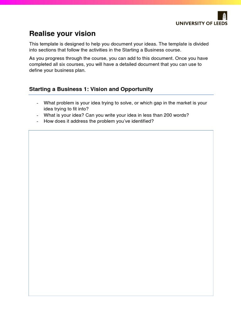 Business Plan Template Guide | PDF