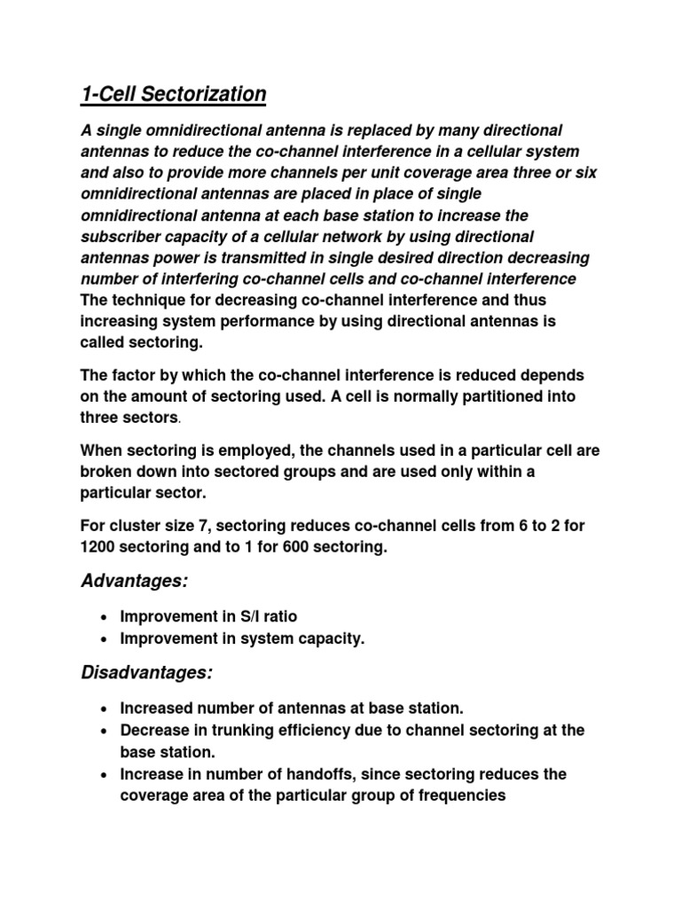 1-Cell Sectorization: Advantages | PDF | Cellular Network | Antenna (Radio)