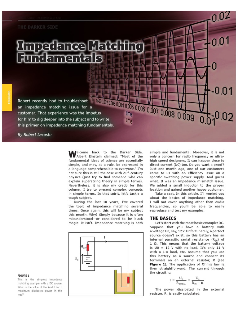 Impedance Matching | PDF | Electrical Impedance | Inductor