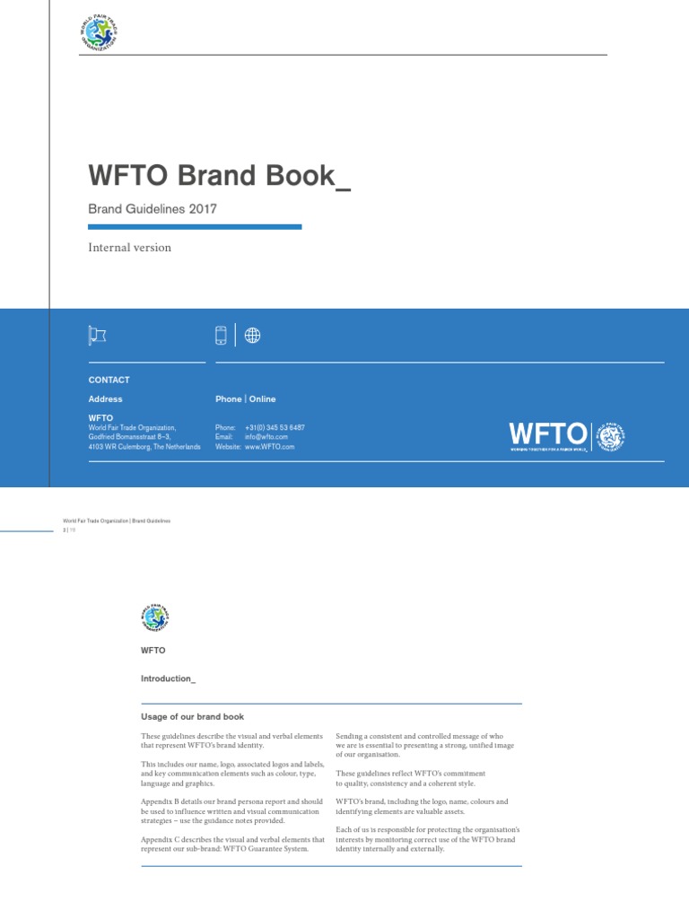 WFTO Brand Book - : Brand Guidelines 2017 Internal Version | PDF | Typefaces | Typography