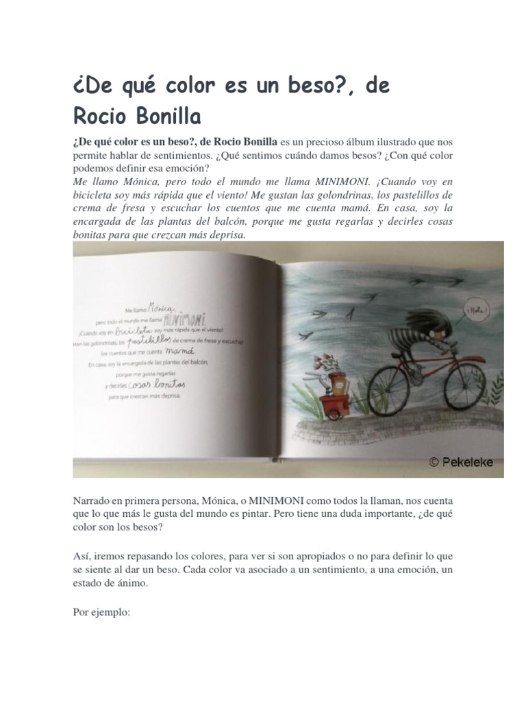 De Qué Color Es Un Beso, de Rocio Bonilla | PDF