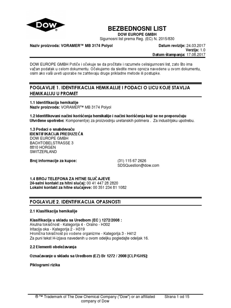 VORAMER™ MB 3174 Polyol | PDF