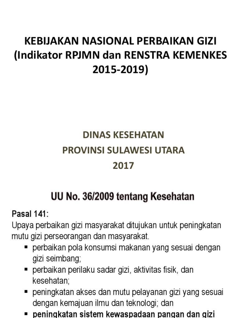 Kebijakan Program Gizi | PDF | Kesehatan Holistik