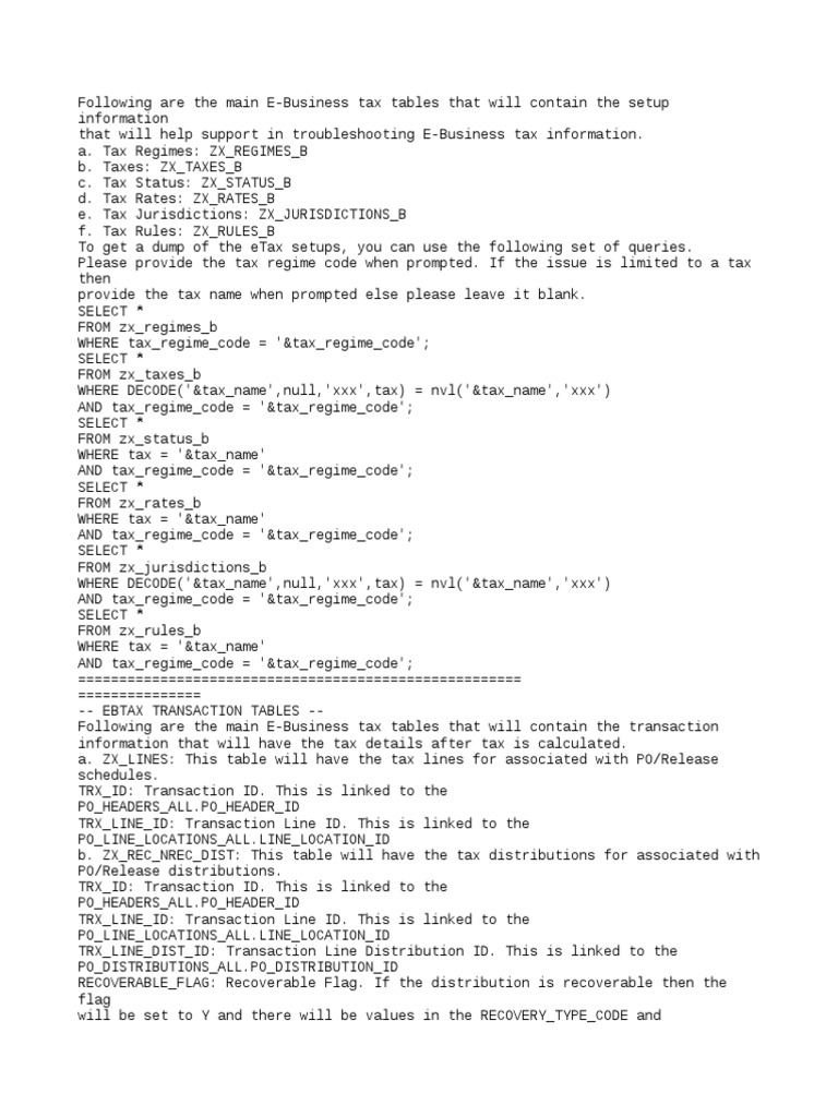 EBTAX SQL Queries | Download Free PDF | Data Management | Databases