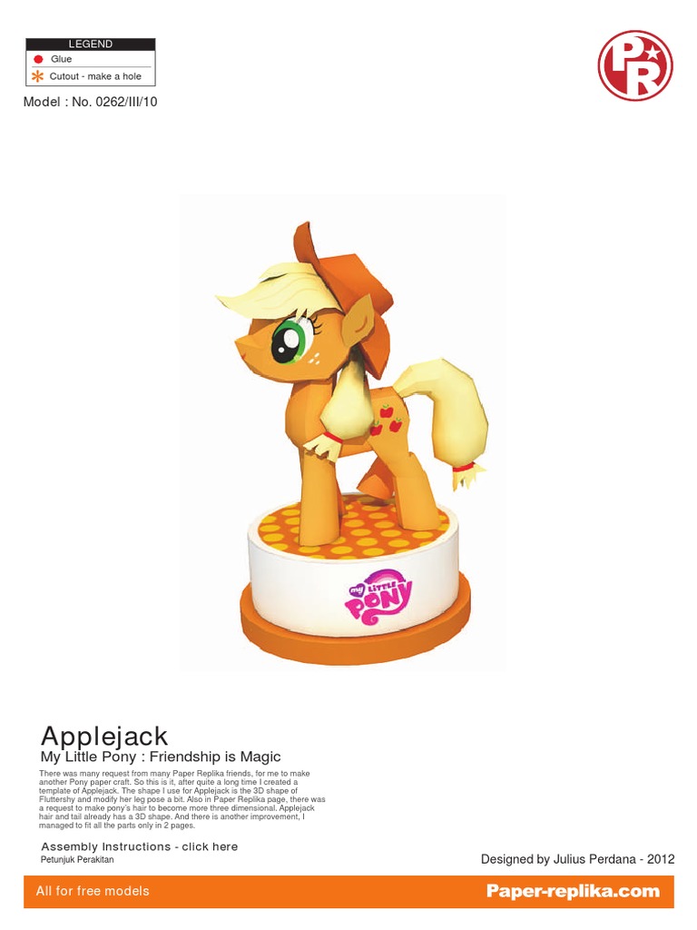 Applejack Papercraft Template | PDF
