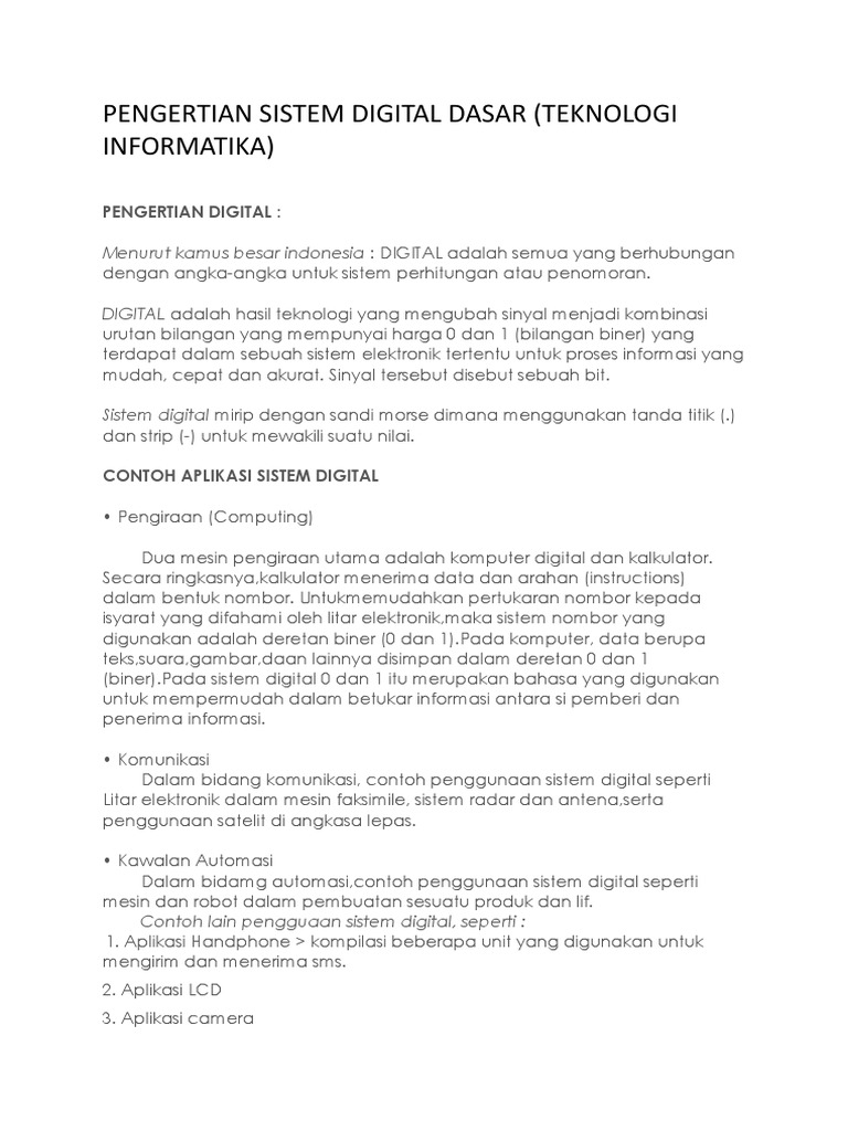 Dasar Sistem Digital | PDF | Teknologi & Rekayasa