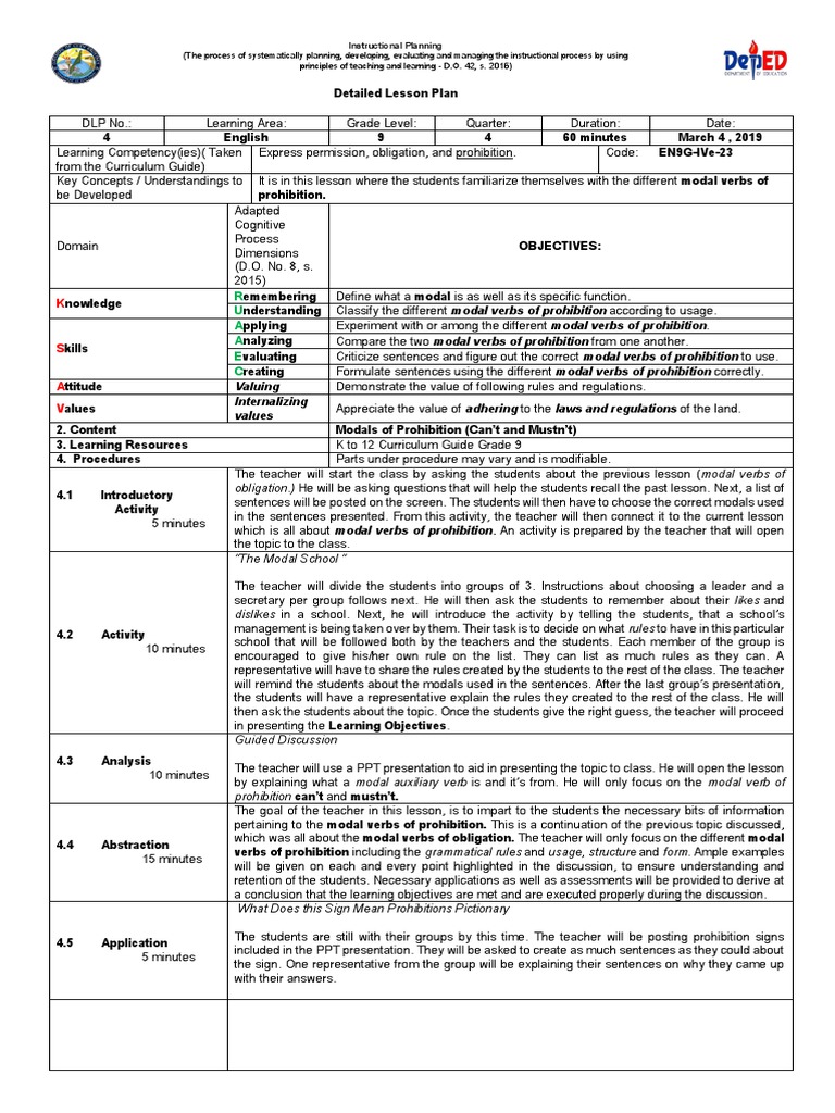 Final Demo Modals DLP | PDF | Teachers | Curriculum