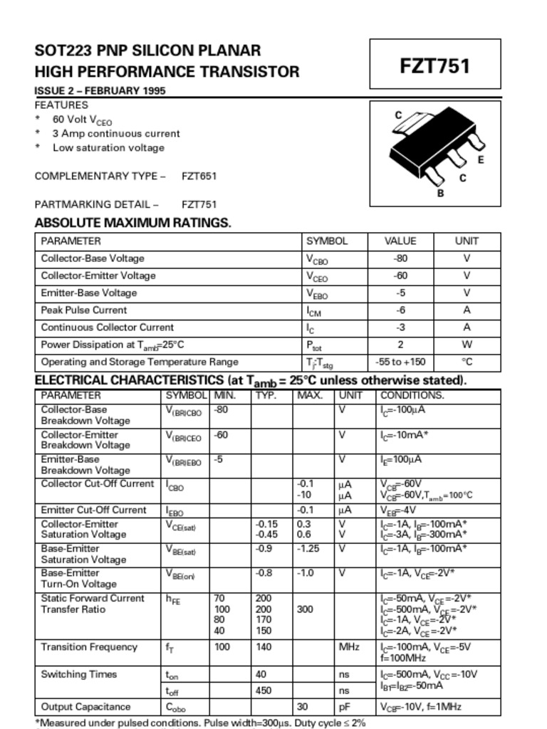 FZT 651 | PDF | Amplifier | Bipolar Junction Transistor