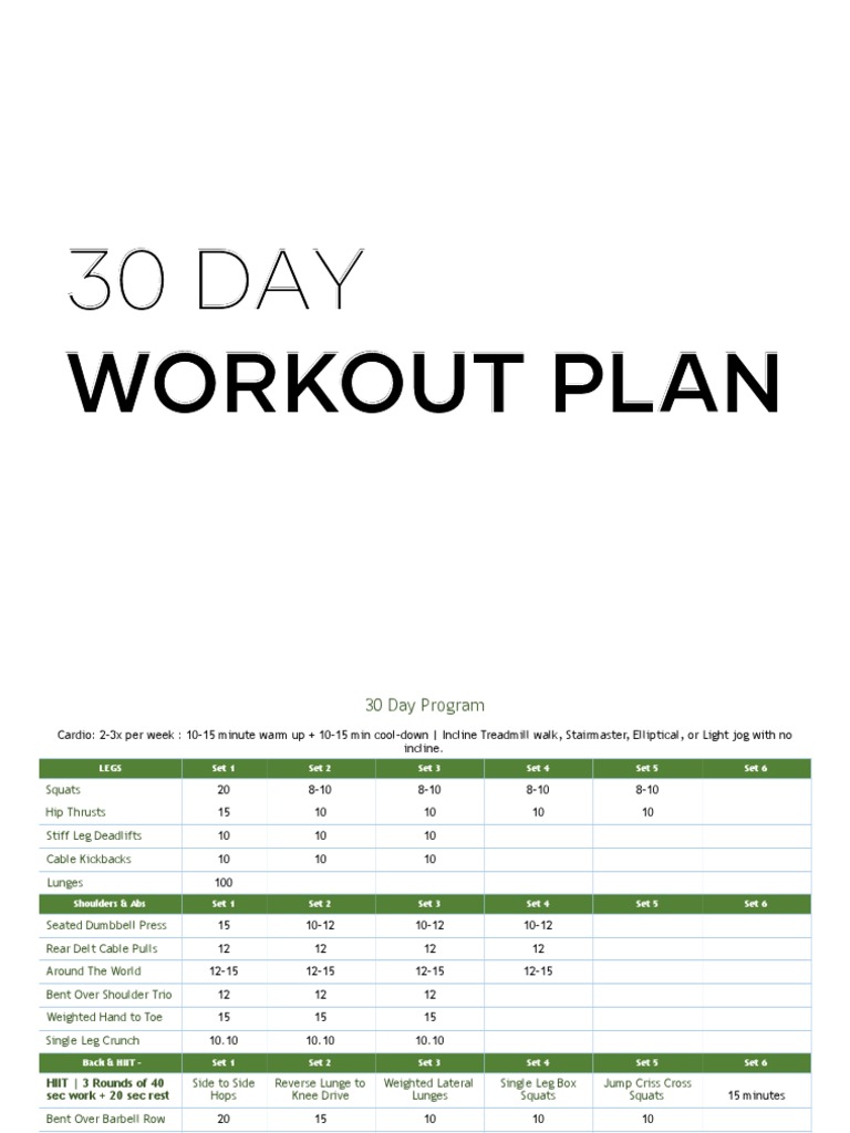 30 Day Program | PDF | Recreation | Physical Exercise