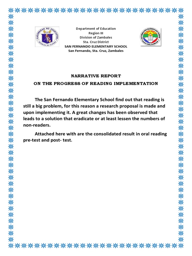 Narrative Report On Reading Implementation Pdf 