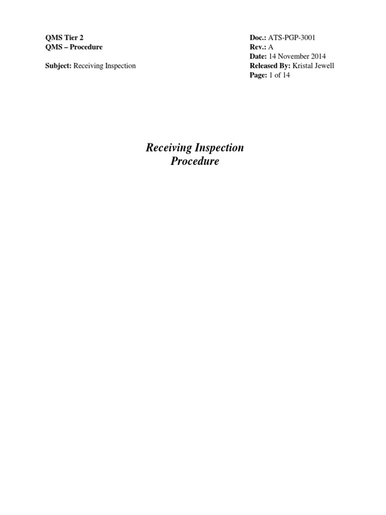 Site Incoming Material Control Procedure | PDF | Receipt ...